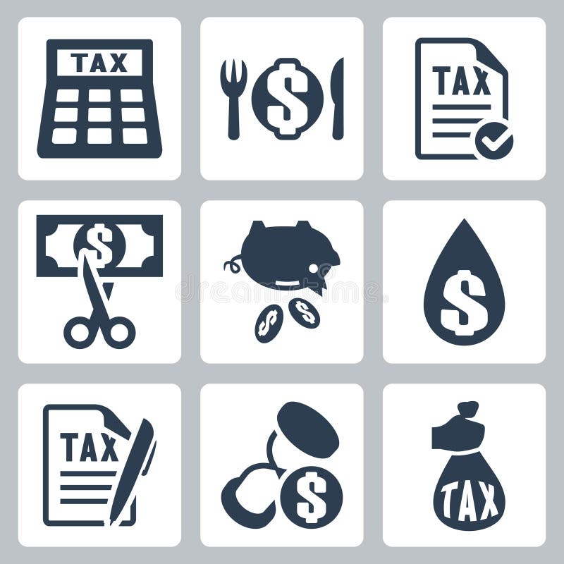 Black tax icons set stock vector. Illustration of government - 28541628
