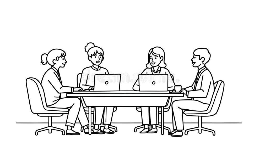 Vector of Team Cooperation and Communication in a Minimalist Drawing ...