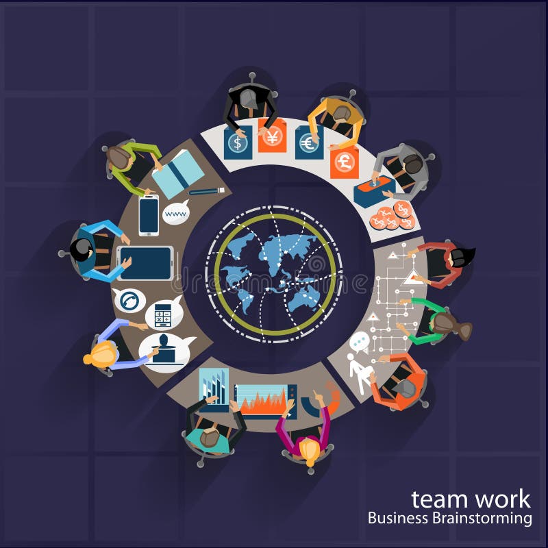 Vector Team Work Business Brainstorming Stock Vector - Illustration of ...