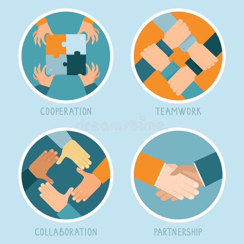 Vector Teamwork and Cooperation Concept Stock Vector - Illustration of ...