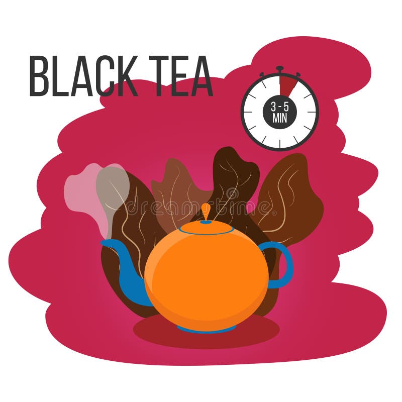 Vector Teapot with Timer. Brewing Time for Black Tea. Illustration with ...