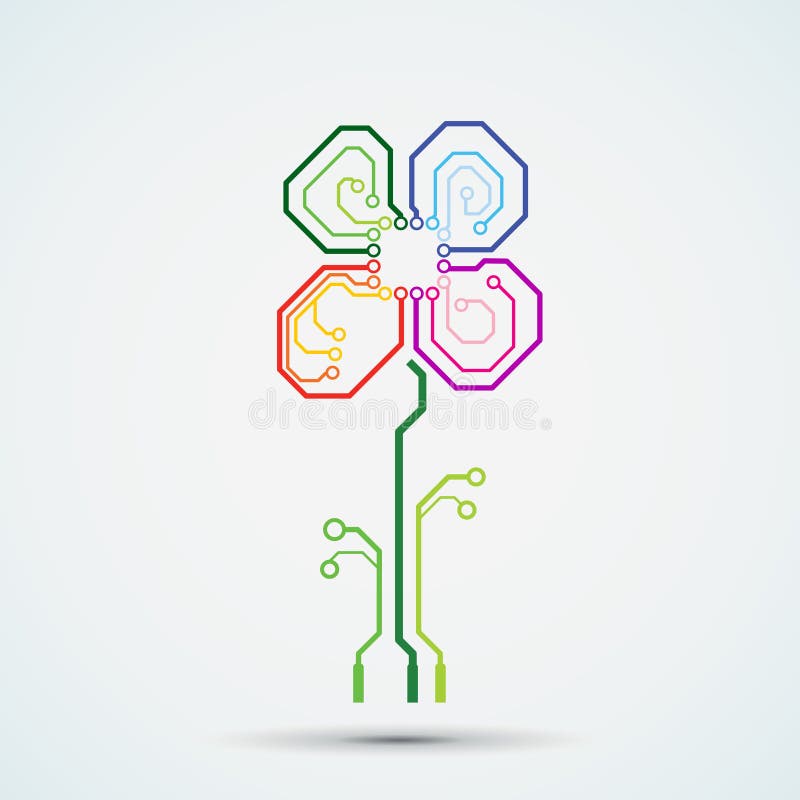 Vector Tech Background. Circuit Board Flower. Stock Vector - Illustration of idea, growth: 30445318