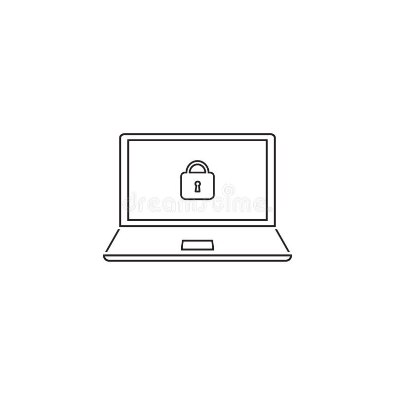 Vector Tech Computer Laptop Icon. on the Computer Screen a Lock Sign ...