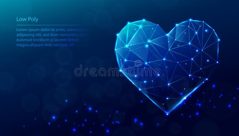 Vector Tech Low Poly Background. Low Poly Heart Shape Stock ...