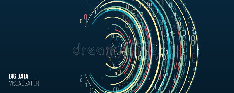 Vector Technology Background. Big Data Visualization. Abstract Stream Information with Circles ...