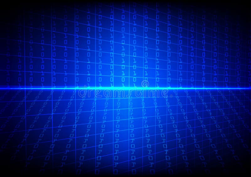 Vector Technology Binary Code with Grid on Blue Background Stock Vector ...