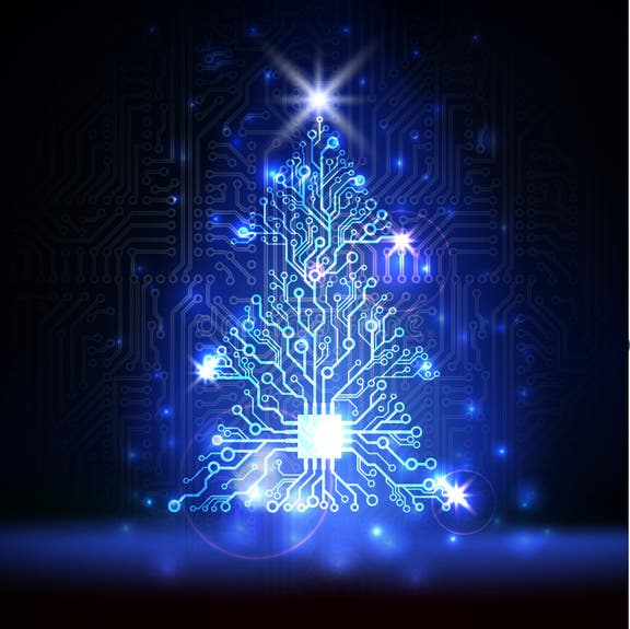 Vector Technology Christmas Tree Stock Vector - Illustration of ...