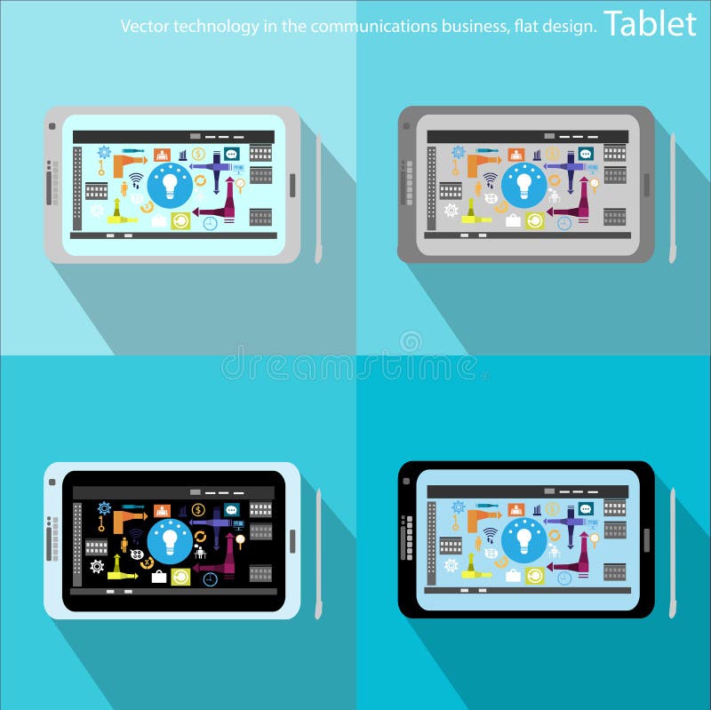 Vector Technology in the Communications Business with Icons, Computer ...