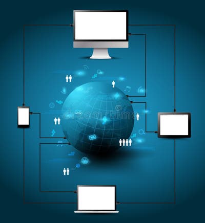 Vector Technology Computer Network Process Diagram Stock Vector ...