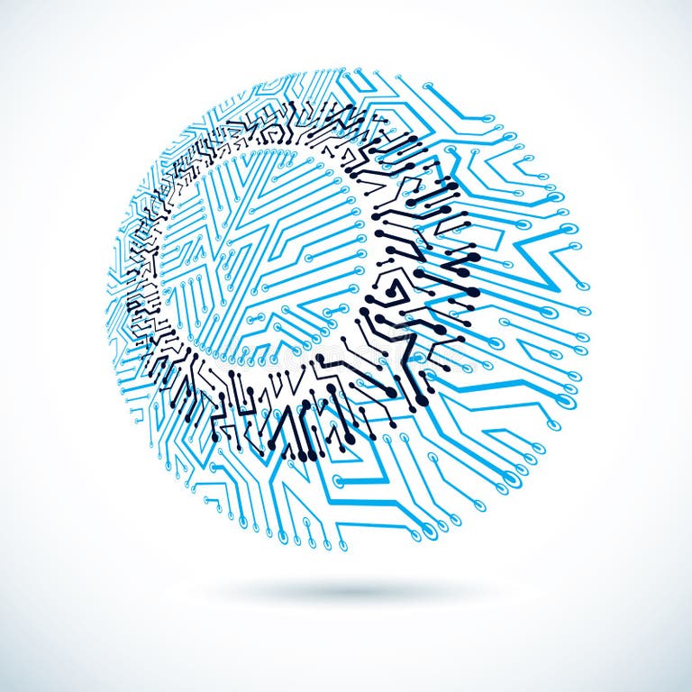 Vector Technology Cpu Design with Circular Microprocessor Scheme. Computer Circuit Board Stock ...