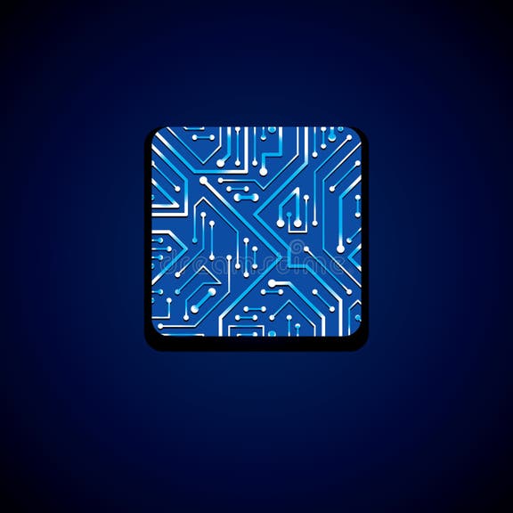 Vector Technology Cpu Design with Square Blue Luminescent Microprocessor Scheme. Computer ...