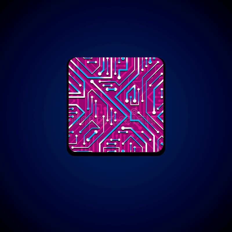 Vector Technology Cpu Design with Square Blue Luminescent Microprocessor Scheme. Computer ...