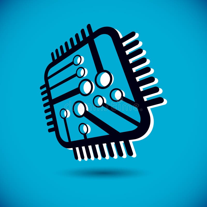 Vector Technology Cpu Design with Square Microprocessor Scheme. Stock ...