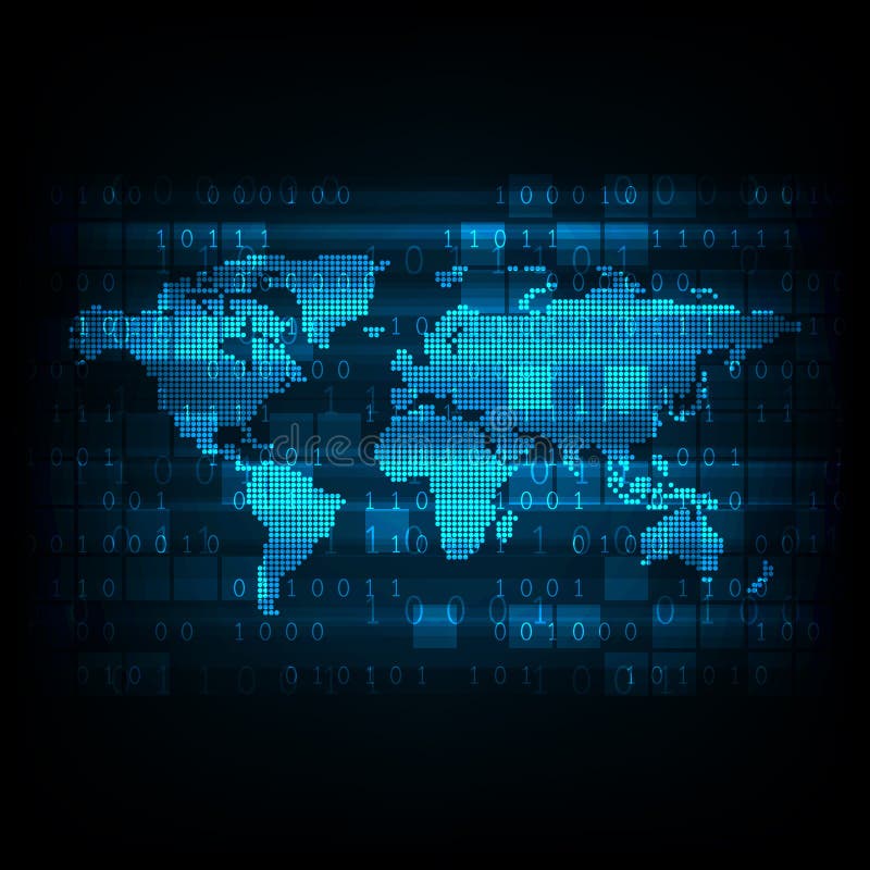 Vector Technology Digital World Map. Stock Vector - Illustration of ...