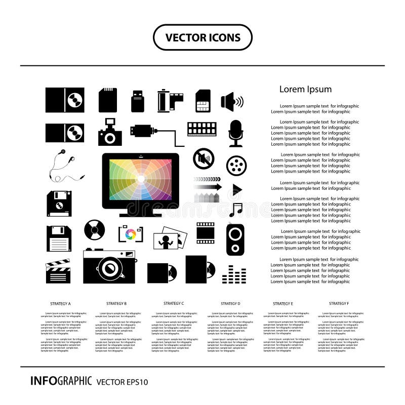 Computer and Storage Icons Set Stock Vector - Illustration of retro ...