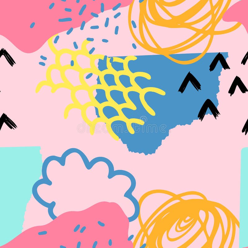 Vector Teenage Seamless Neon Pattern Naive Style Stock Illustration ...