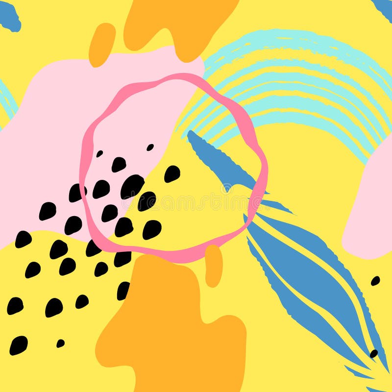 Vector Teenage Seamless Neon Pattern Naive Style Stock Vector ...