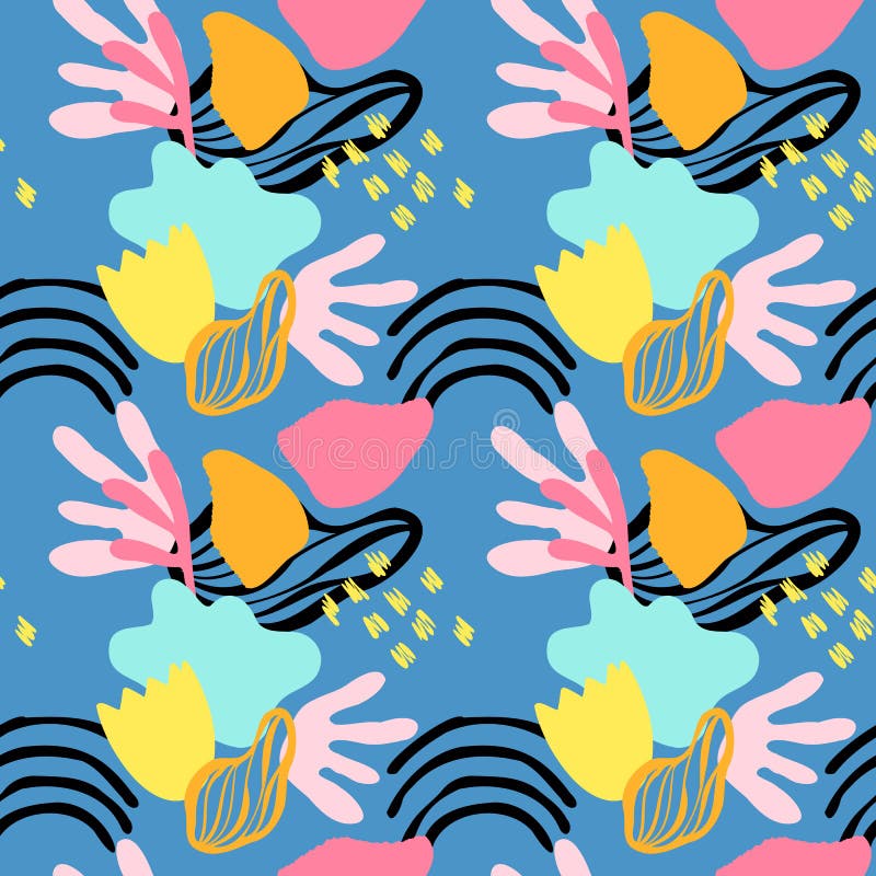 Vector Teenage Seamless Neon Pattern Naive Style Stock Vector ...