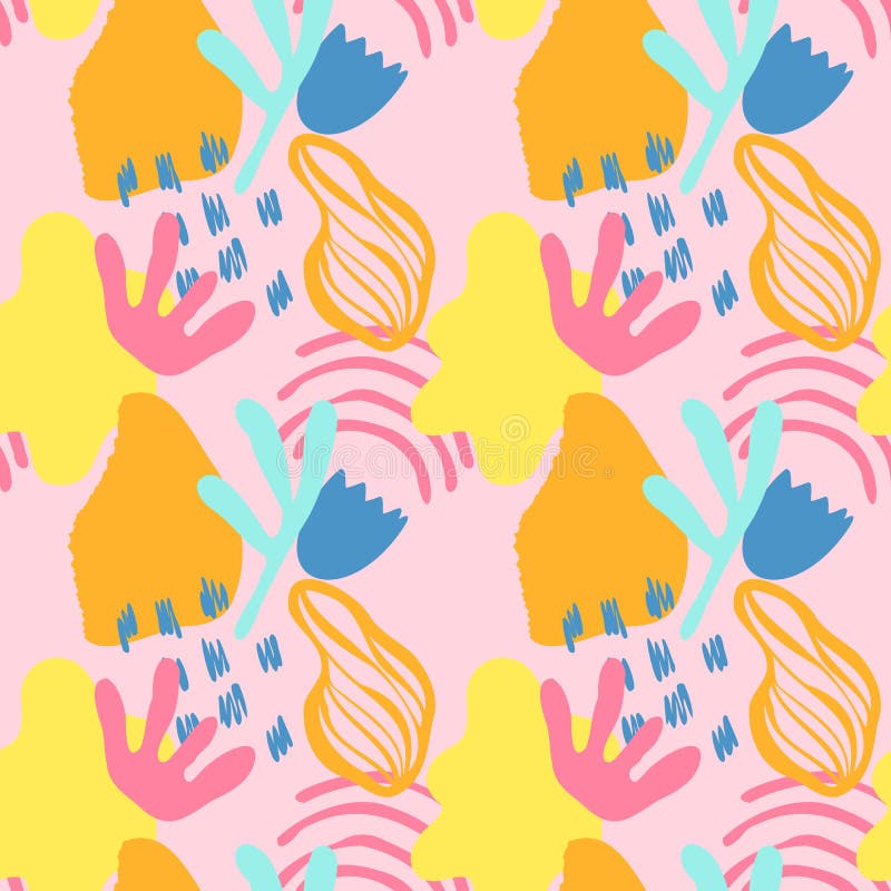 Vector Teenage Seamless Neon Pattern Naive Style Stock Vector ...