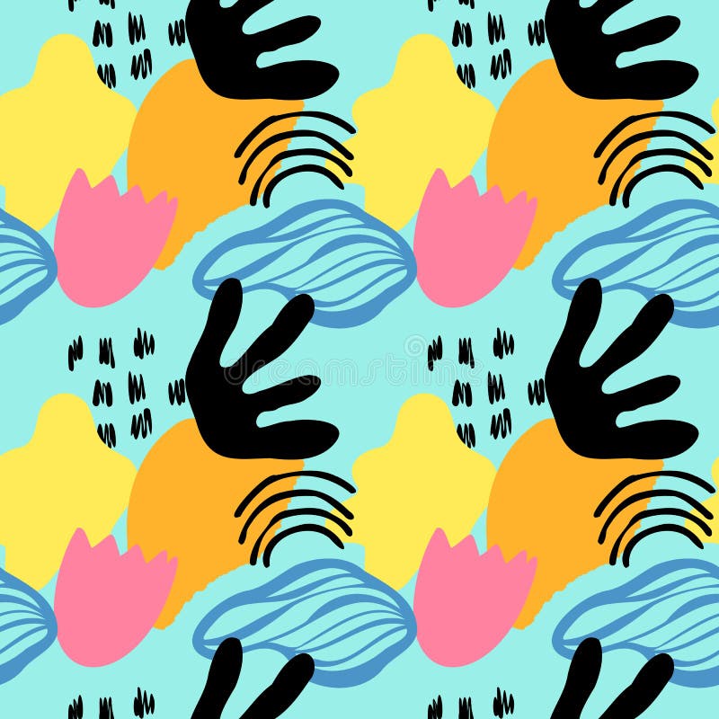 Vector Teenage Seamless Neon Pattern Naive Style Stock Vector ...