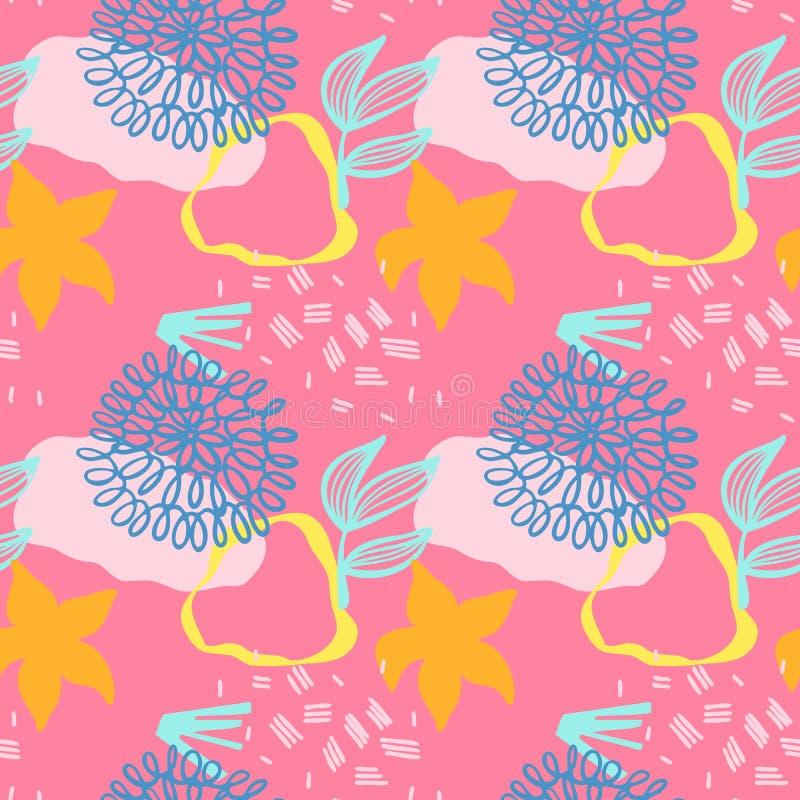 Vector Teenage Seamless Neon Pattern Naive Style Stock Vector ...