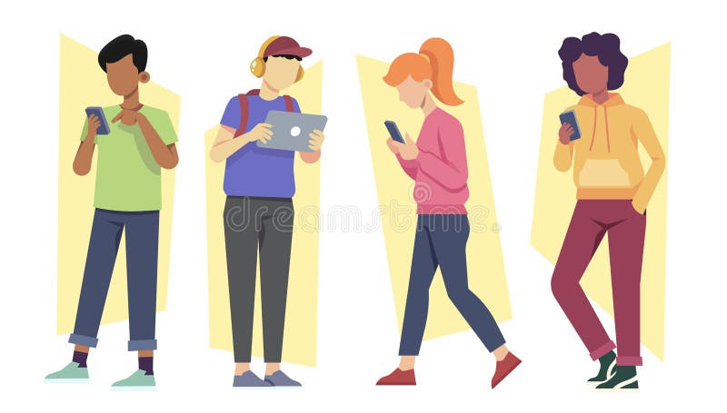 Students Using Phone Stock Illustrations – 579 Students Using Phone ...