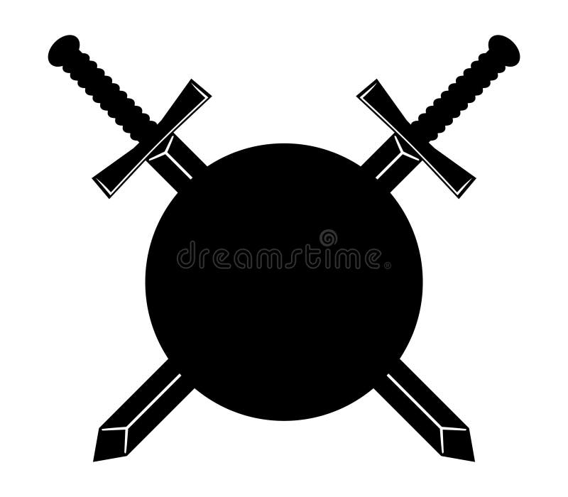 Vector Teken Zwaarden En Schild Vector Illustratie - Illustration of ...