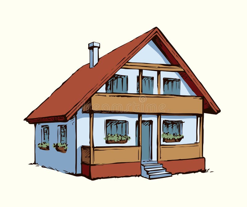 Vector tekening Huis vector illustratie. Illustration of geïsoleerd ...