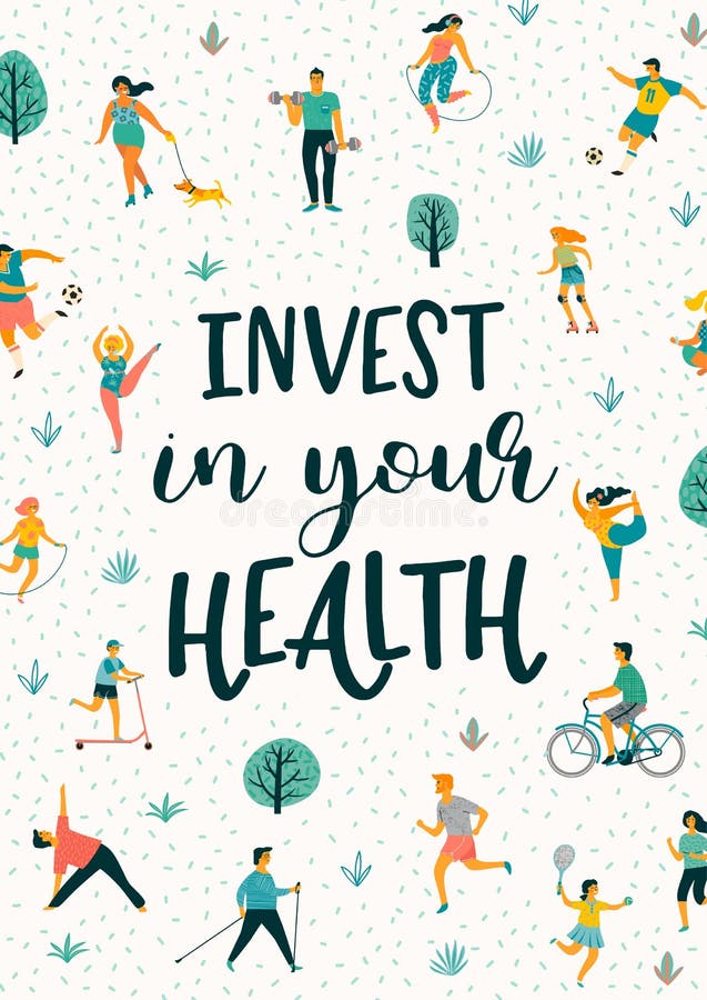 Vector Tempale with People Leading an Active Healthy Lifestyle. Stock ...