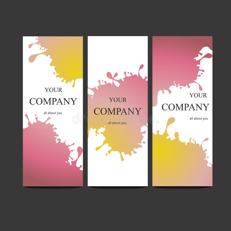 Vector Template Banners with Watercolor Paint Abstract Background Stock ...