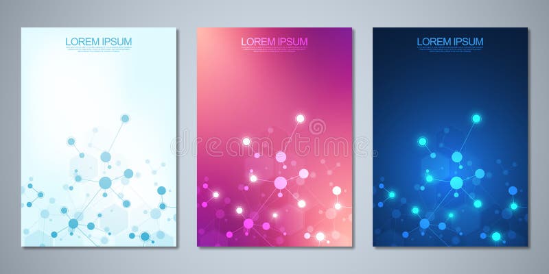 Vector Template Brochures or Cover Design, Book, Flyer, with Molecules ...