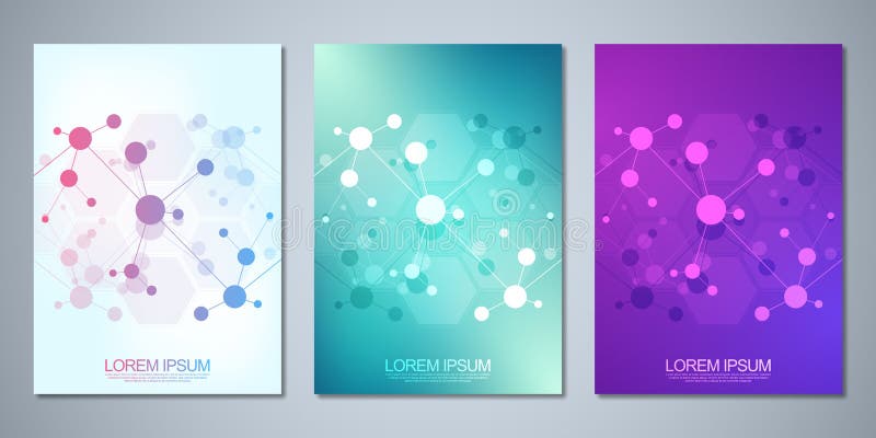 Vector Template Brochures or Cover Design, Book, Flyer, with Molecules ...
