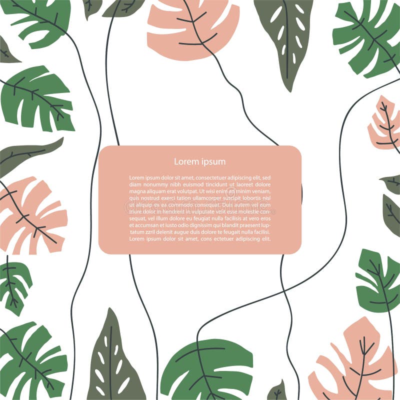 Vector Template for Card, Label Design. Plants Leaves Frame Stock ...