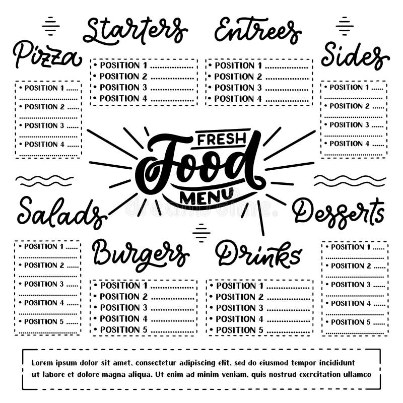 Vector Template Chalkboard Menu for Restaurant and Snack Bars with ...