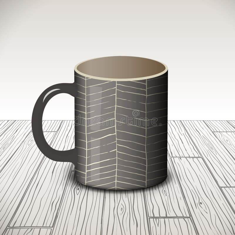 Vector Template Cup Design with Textures Made of Hand Drown Line on a ...
