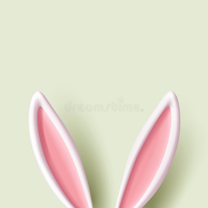 Vector Template of 3D Rabbit Easter Ears, Volume White Ears with Girly ...