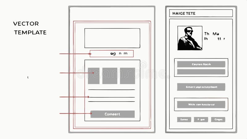 Vector Template Designs, UI and Website Layout, Wireframe Example ...