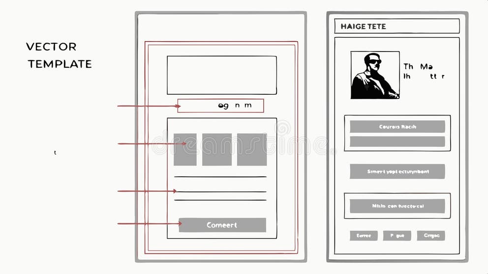 Vector Template Designs, UI and Website Layout, Wireframe Example Vector Design Generative AI ...