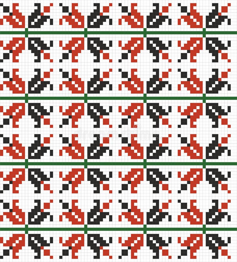 Vector Template for Embroidery with Mesh, Ukrainian Ornament, Border ...