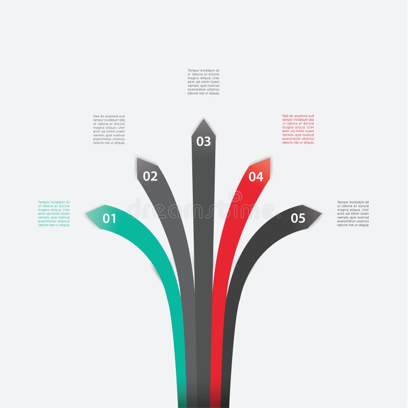 Vector Template. Five Arrows with Place for Content. Five Choice Stock ...
