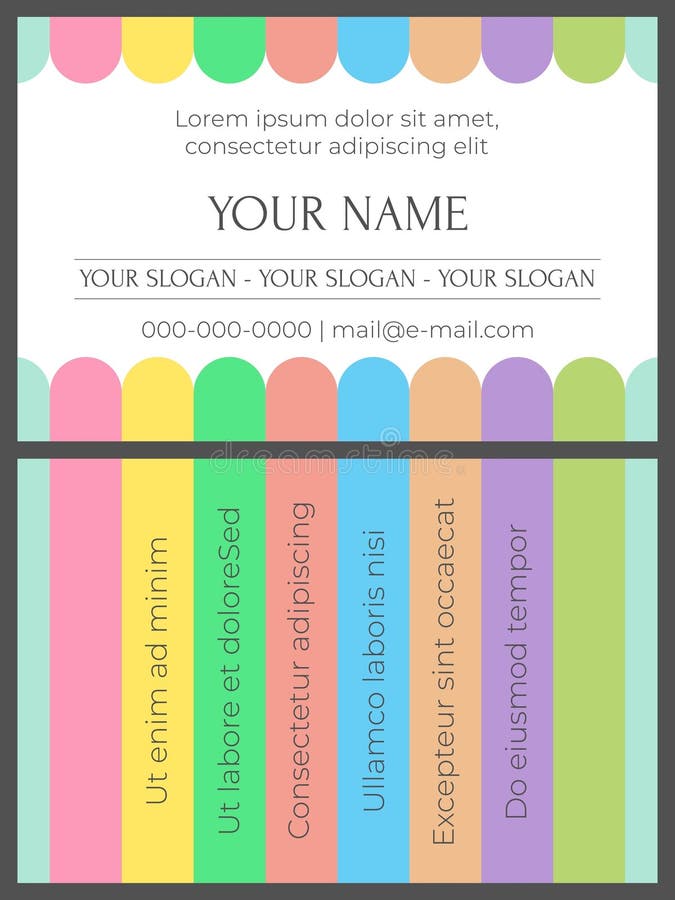 Vector Template of Front and Back Side of Bright Striped Fun Business ...