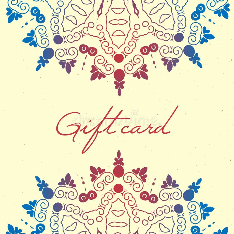 Vector Template of Gift Card with Mandala Pattern. Card or Invitation ...
