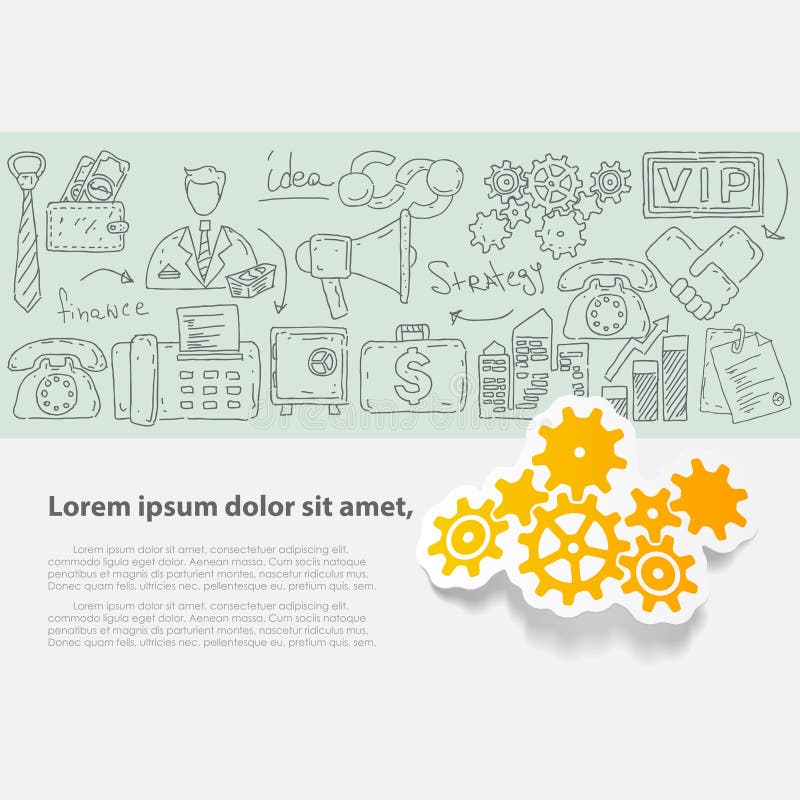 Vector Template with Hand Drawn Doodles Business Theme. Stock Vector ...