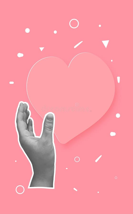 Vector Template with Heart Shape and Collage Hand Stock Photo - Image ...