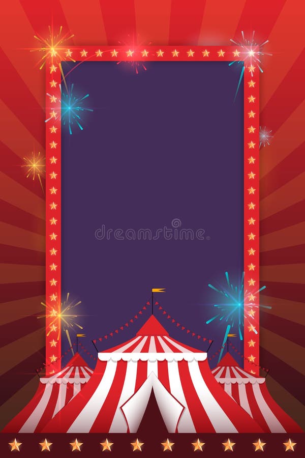 Vector Template for Holiday with a Tent and Fireworks. Carnival and Fun ...