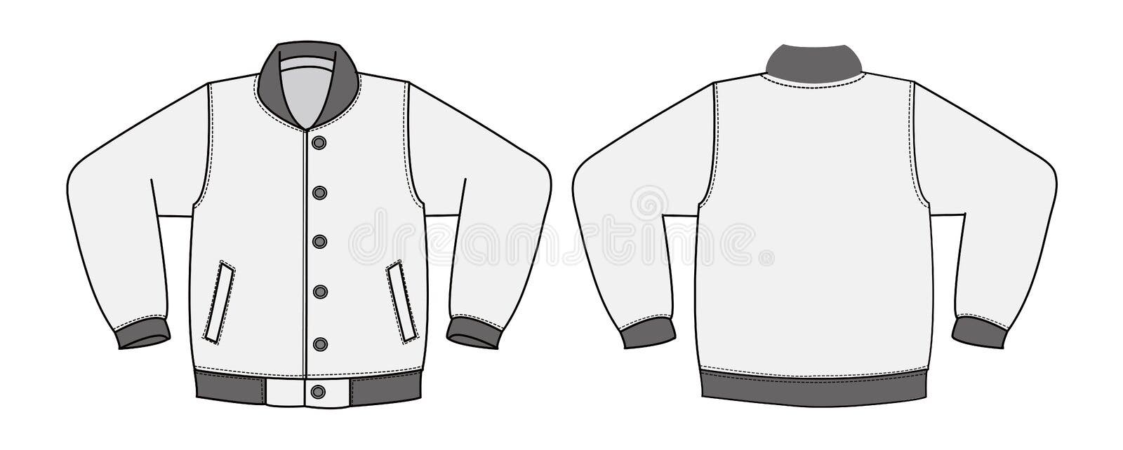 Varsity Jacket Baseball Jacket Template Illustrationfront,back and Side ...