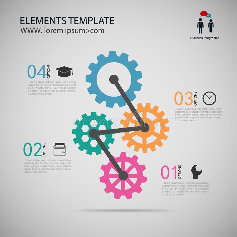 Vector Template Infographic with Gear Chain. Stock Vector ...