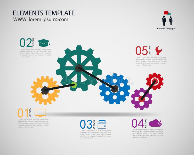 Vector Template Infographic with Gear Chain. Stock Vector ...