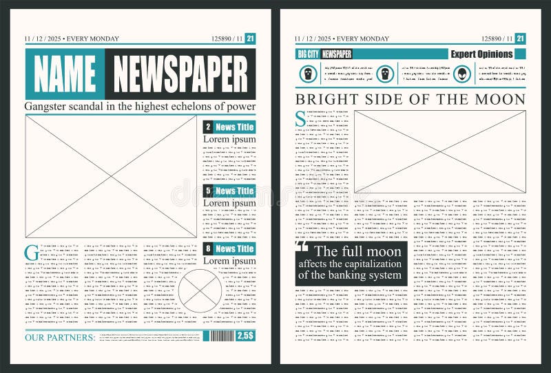 Vector Template for the Layout of the Newspaper Stock Vector ...