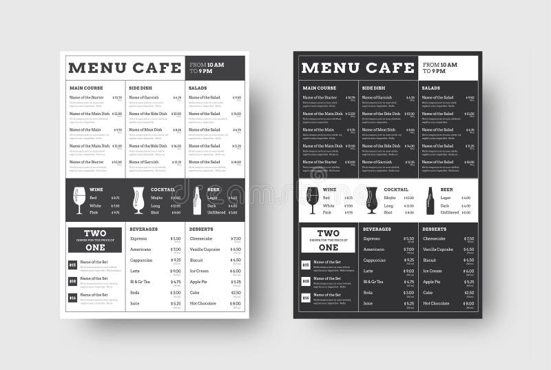 Vector Template Menu for Cafes and Restaurants with a Block of L Stock ...